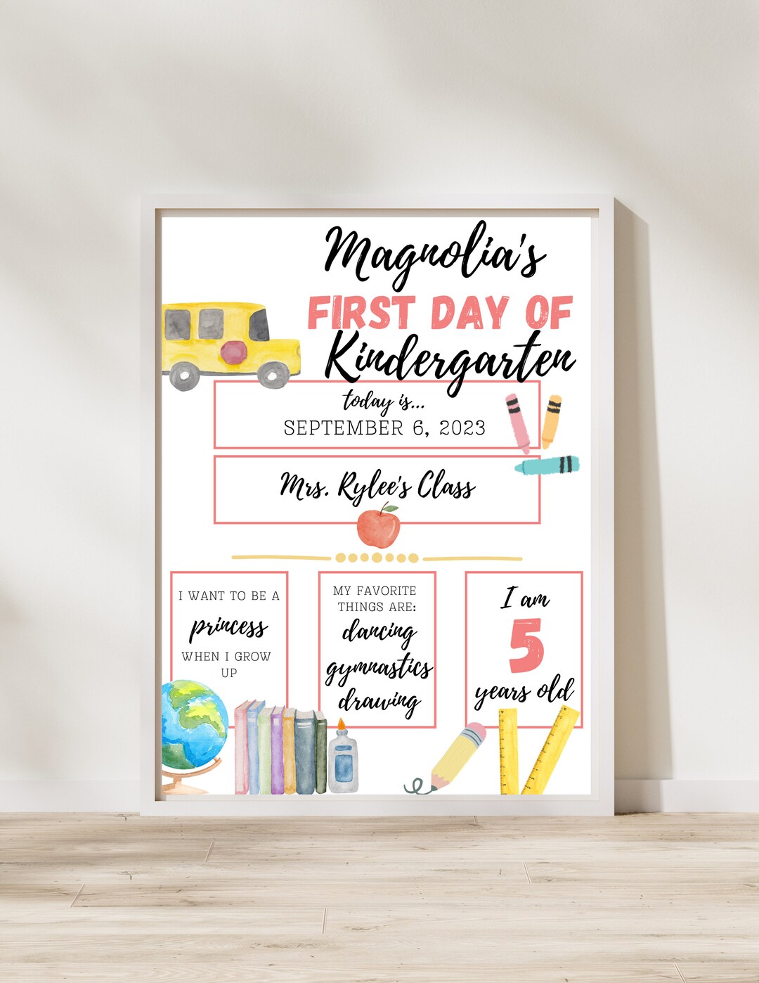 Editable First Day of School Printable Sign, Details Keepsake Photo ...
