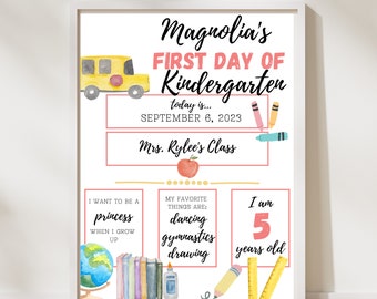 Editable First Day of School Printable Sign, Details Keepsake Photo ...