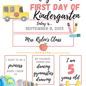 Editable First Day of School Printable Sign, Details Keepsake Photo ...