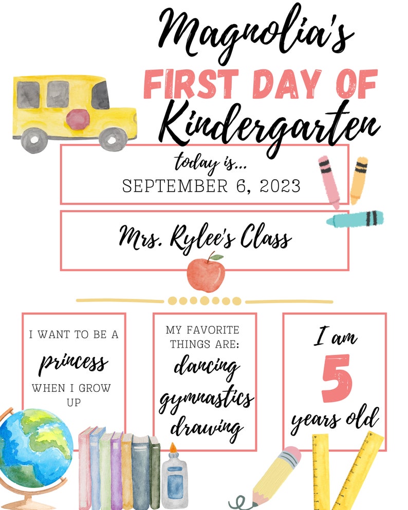 Editable First Day of School Printable Sign, Details Keepsake Photo ...