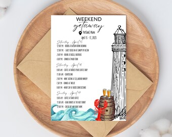 Custom Hamptons Weekend Itinerary, Personalized Printable Weekend ...