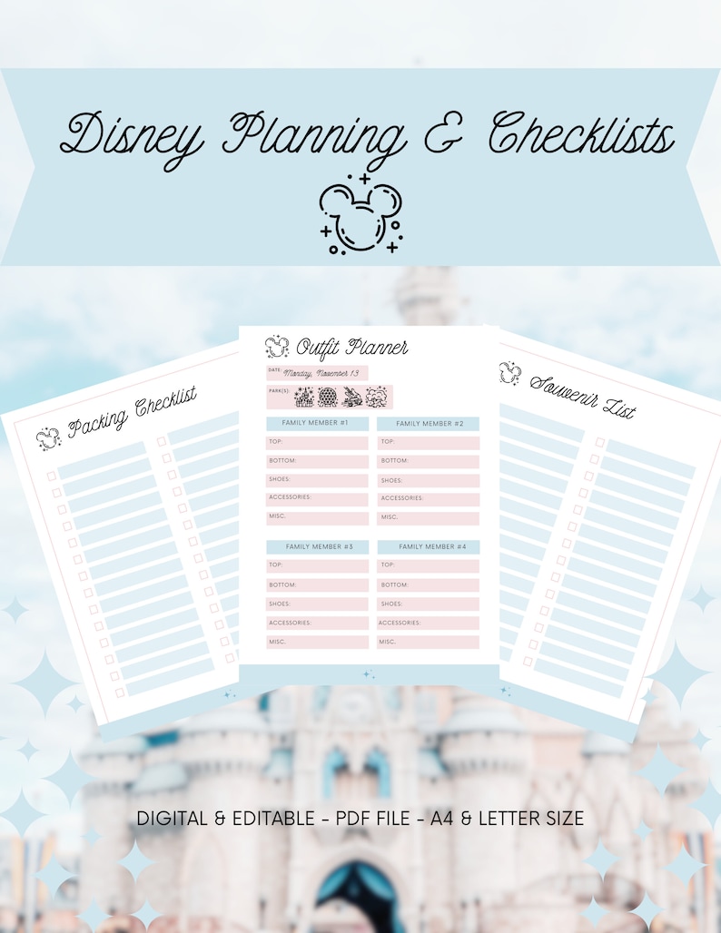 WDW Theme Park Planner Template, WDW Planning Editable Template, WDW ...