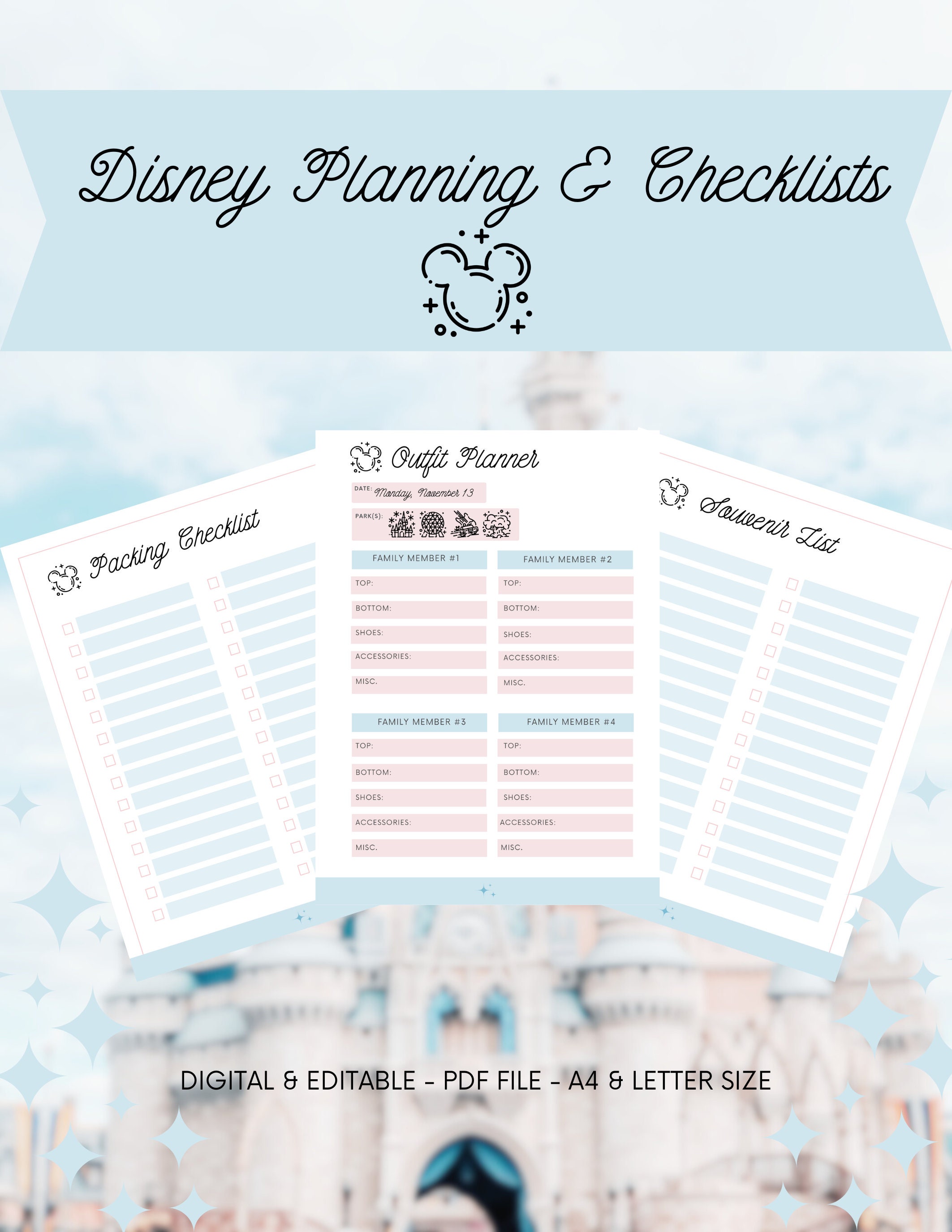 WDW Theme Park Planner Template, WDW Planning Editable Template, WDW ...