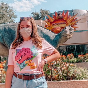 Not Our Dino Unisex Pink Tee, Dinosaur Ride Shirt, Animal Kingdom Tee ...