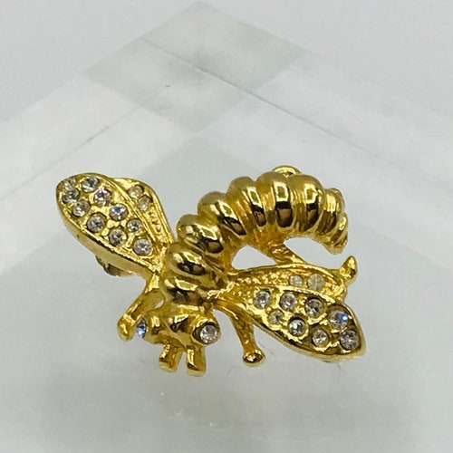 Vintage BEE/BUG BROOCH With Clear Rhinestones - Etsy