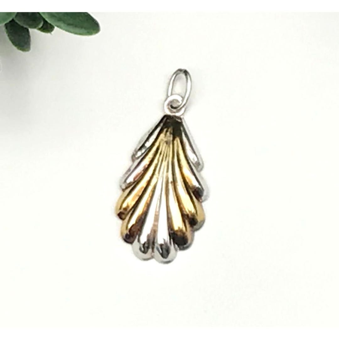 Vintage Pendant Shell Leaf Design Stamped Sterling Silver - Etsy