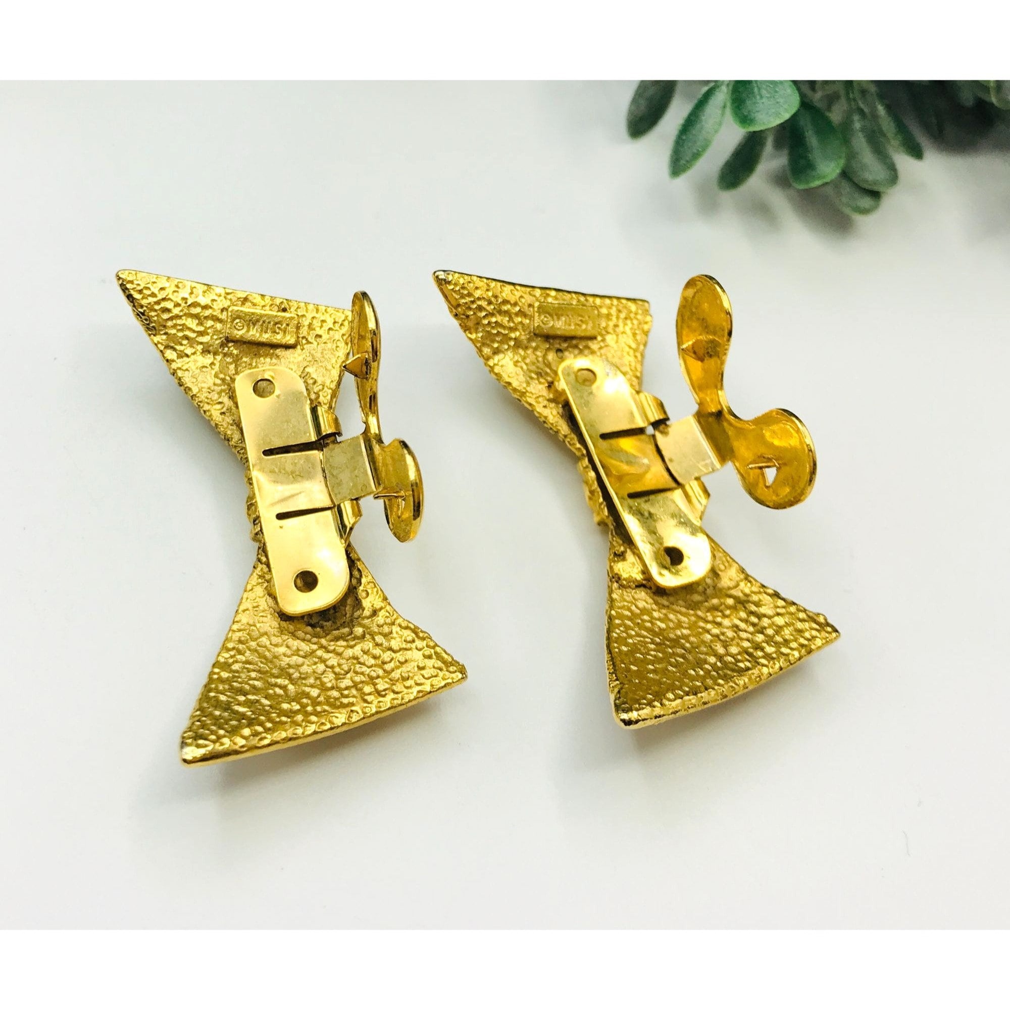 Vintage Shoe Clips Gold Tone Textured Finish Bow Design by Musi - Etsy