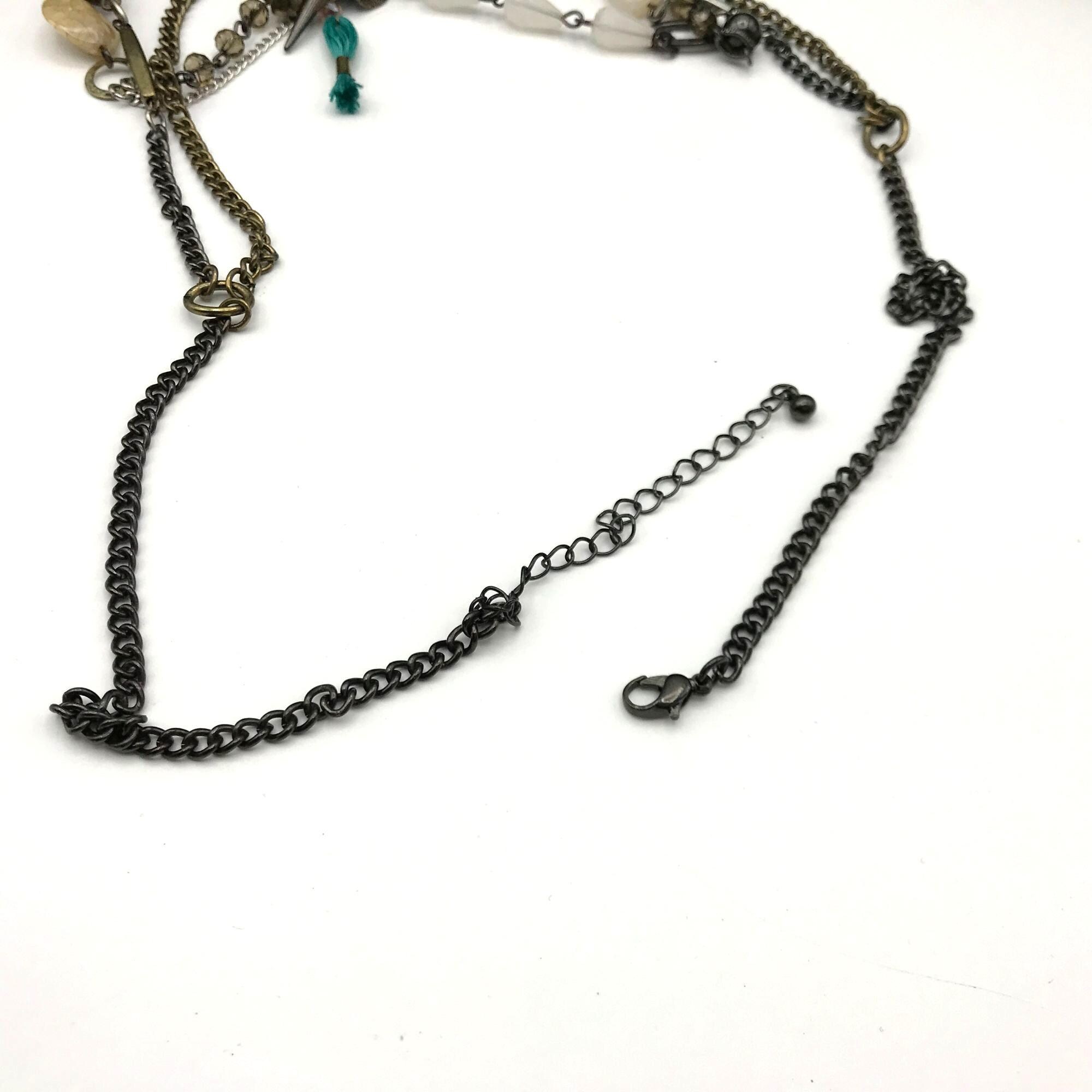 Multicolor Boho Layered Necklace With Charms & Beads - Etsy
