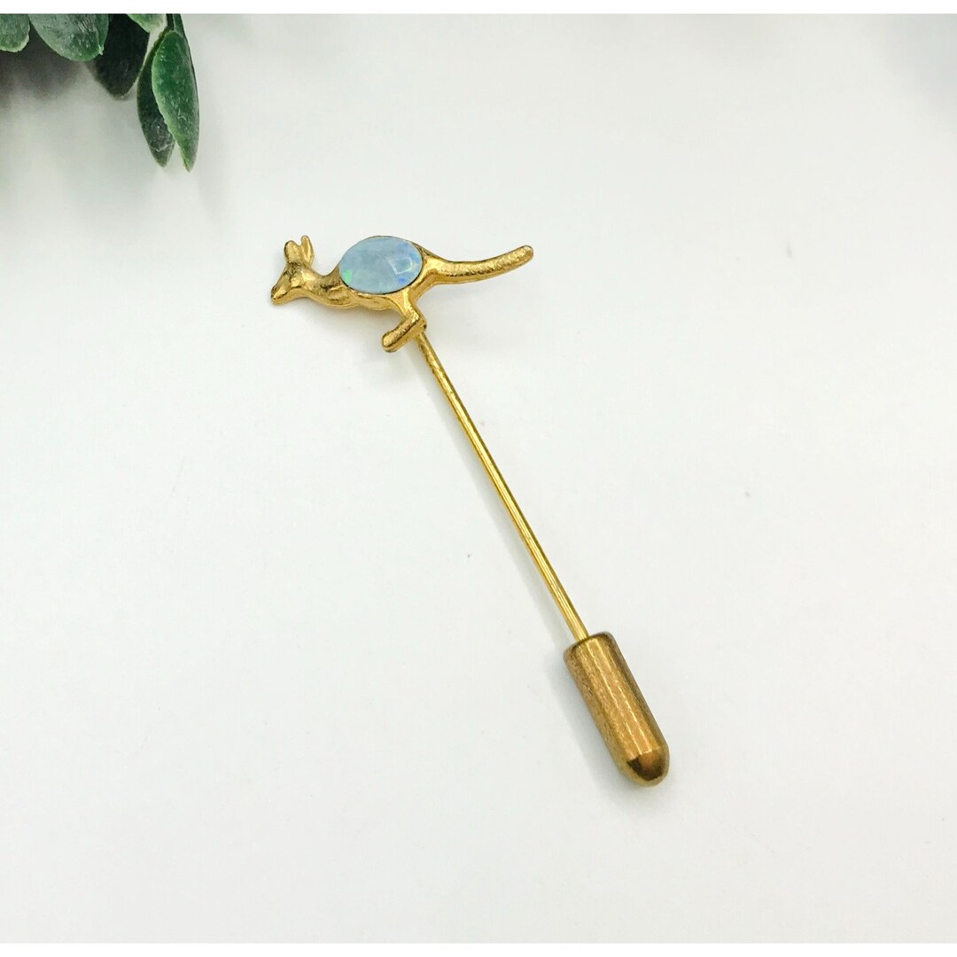 Vintage Stick Pin Kangaroo Gold Tone With Blue Gem 2" Length - Etsy