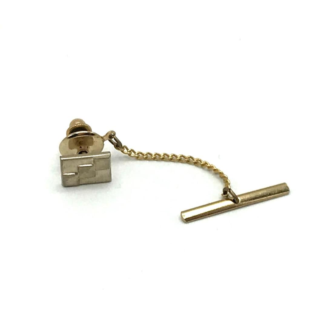Vintage Gold Tone Tie Tack With Chain - Etsy