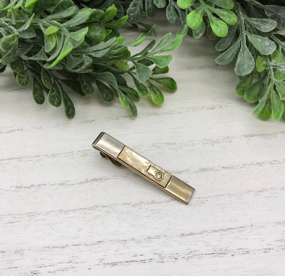 Vintage Swank Tie Clip Gold Toned With Cream Yellow Background and ...