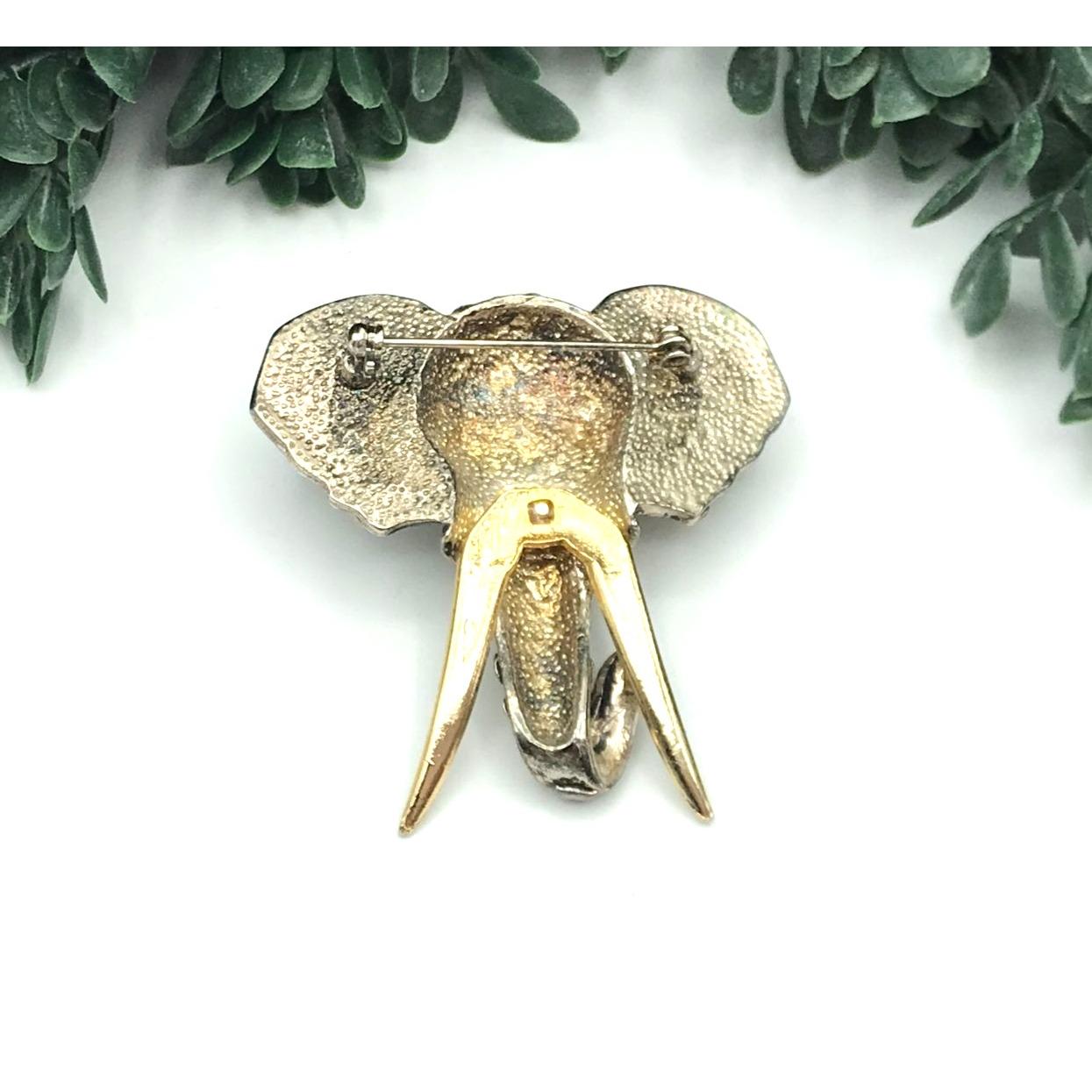 Vintage Gold Elephant Head Brooch Pin - Etsy