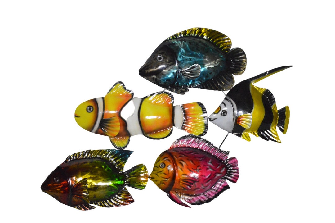 Beautiful Unique METALIC MULTI COLOR Nautical School of Fish ...