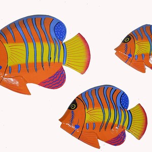 Beautiful Unique Set of 3 Yellow Orange Dory Nemo Fish Wood Wall Art - Etsy