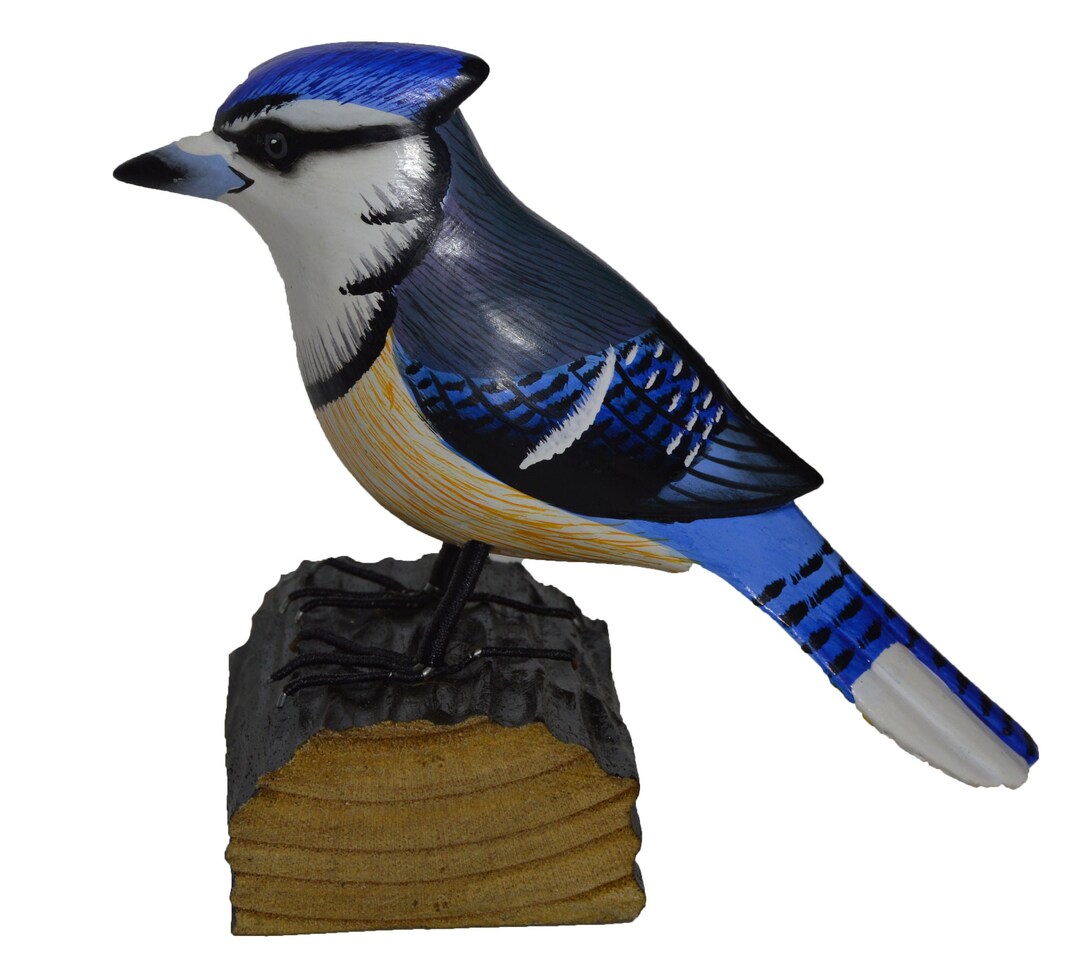 Hand Carved Wood BLUE JAY Dockside Tropical Nautical Coastal Island ...