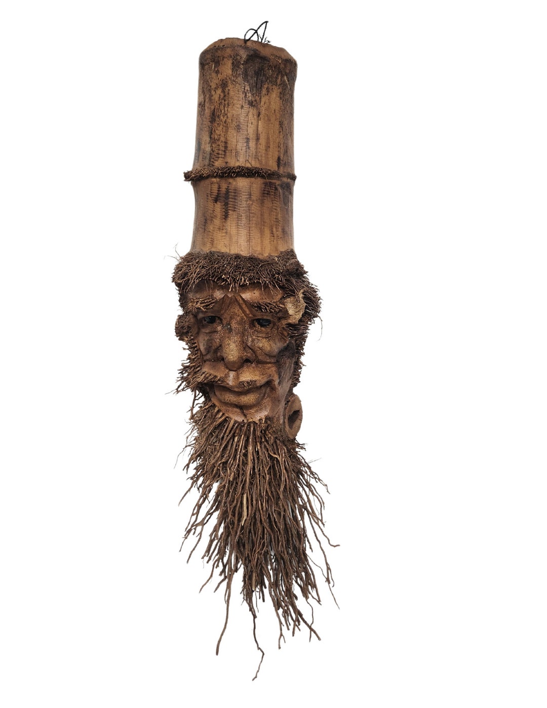 Huge 29.5 Tree Spirit Mask Bamboo Root Tiki Bar Deco Hand Crafted ...