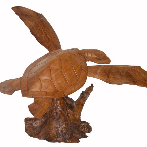 Sea Turtle Sculpture Personalized Hand Carved Statue Coral - Etsy