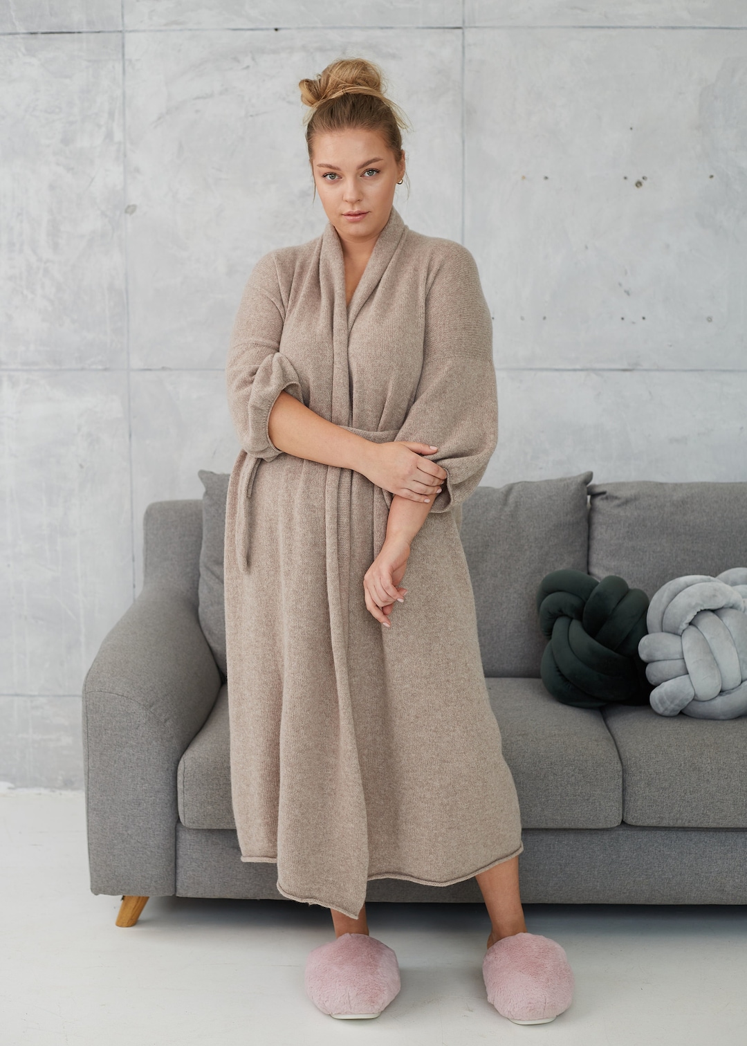 Luxury Cashmere Kimono Robe, Plus Size Robe for Women, Long and Cozy ...