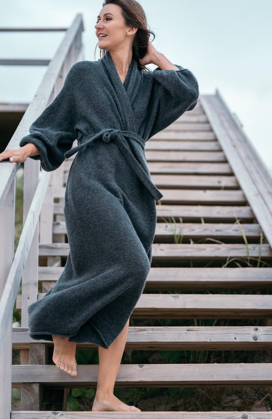 Cashmere Long Kimono Robe, Plus Size Robe for Women, Oversized Cashmere ...