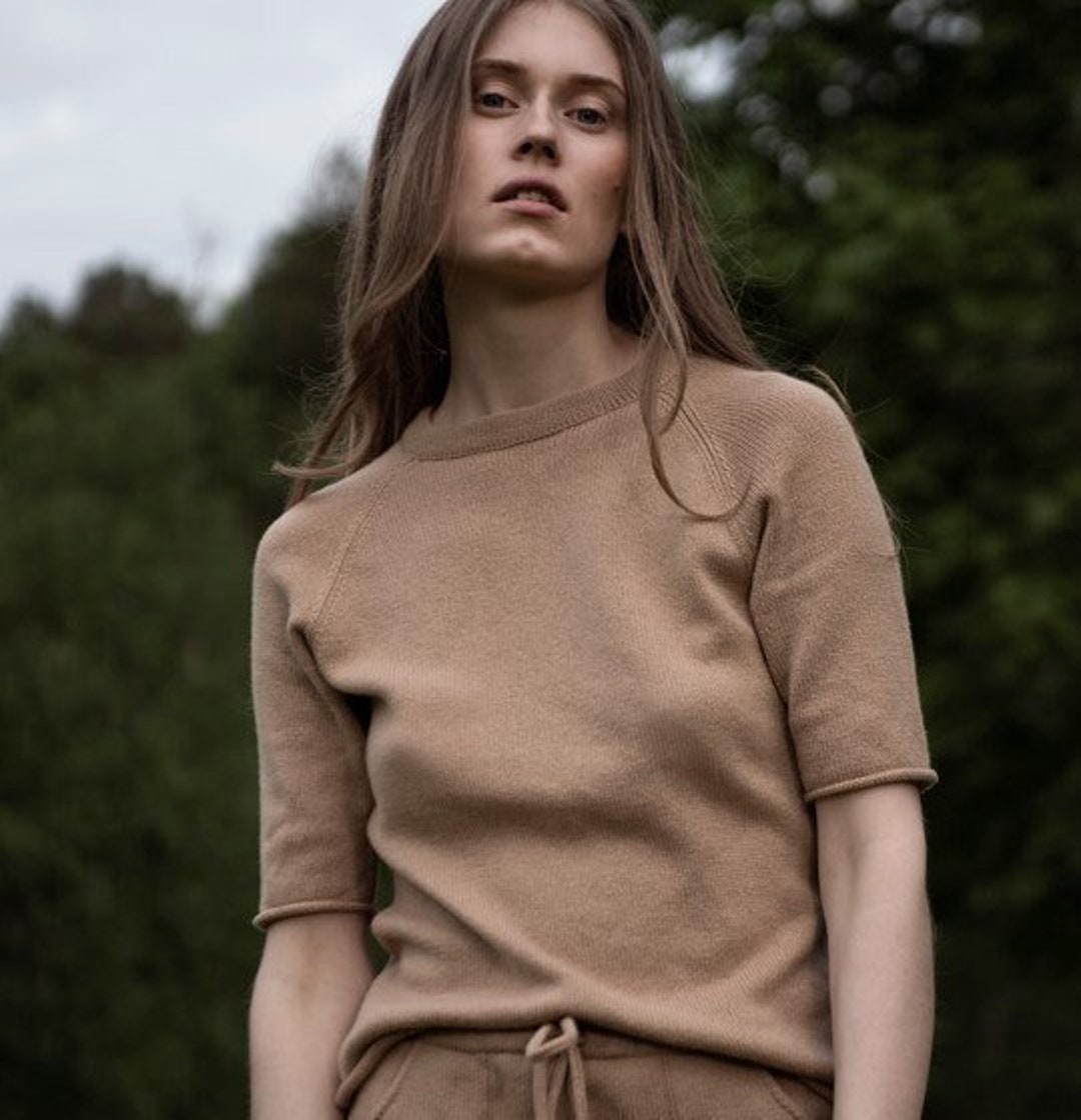 Cashmere Shirt With Short Sleeves, Knit Shirt for Women, Womens Pure ...
