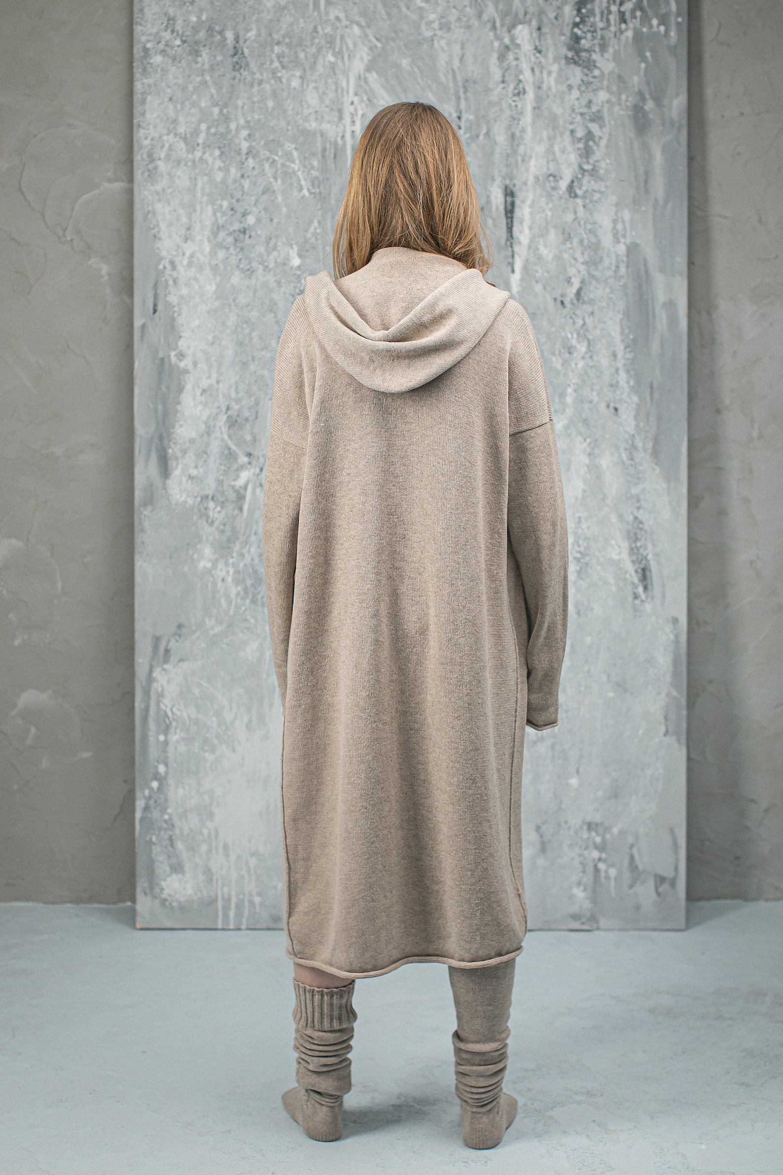 Pure Cashmere Hooded Long Cardigan With Pockets Oversized - Etsy
