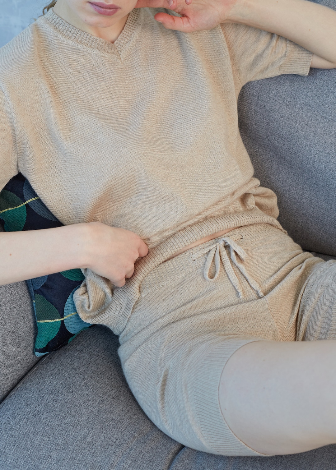 CASHMERE PAJAMA SET, Women Pajama Set, Knitted Shorts, Underwear Pajama ...