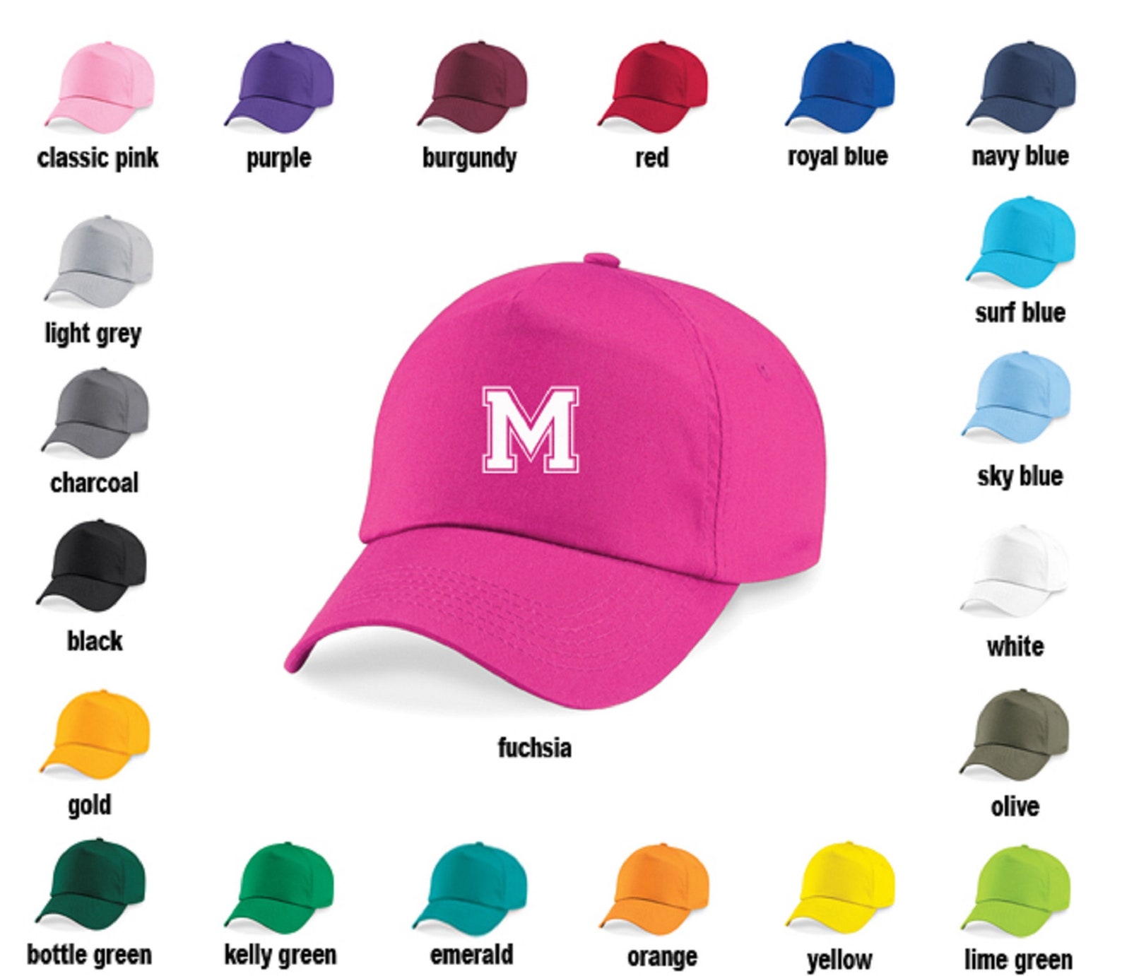 Personalised Varsity Letter Baseball Cap Hat Girls Boys - Etsy