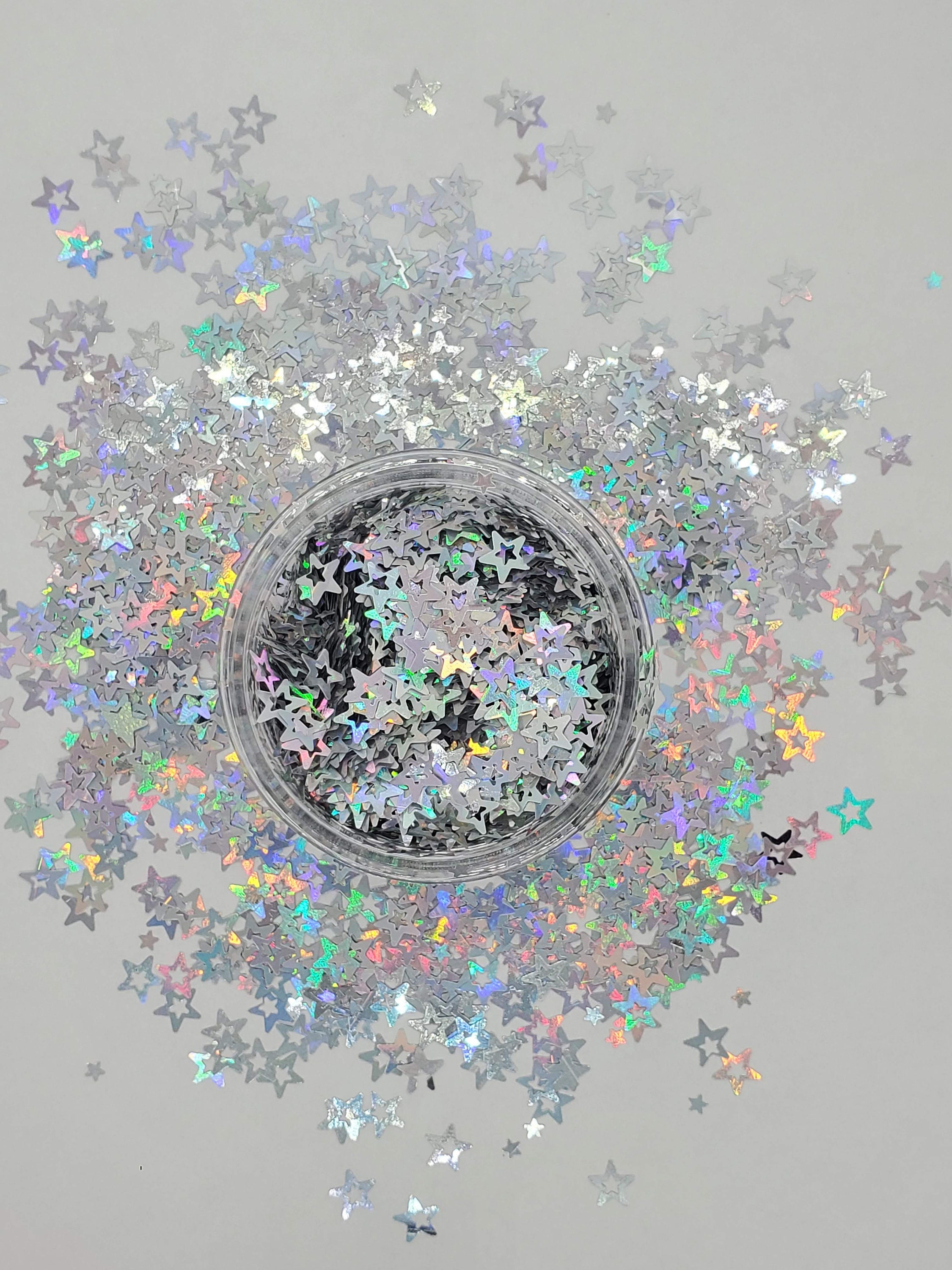 Holographic Silver Stars// Silver Holo Star Shape Glitter | Etsy