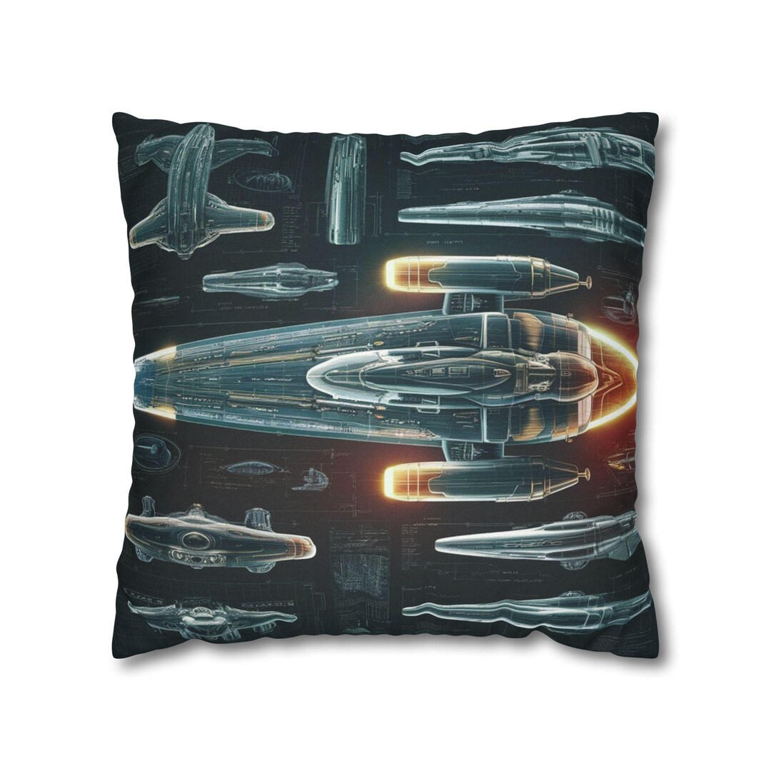 Futuristic Spaceship Pillow Cover | Sci-fi Throw Pillow | Cyberpunk ...