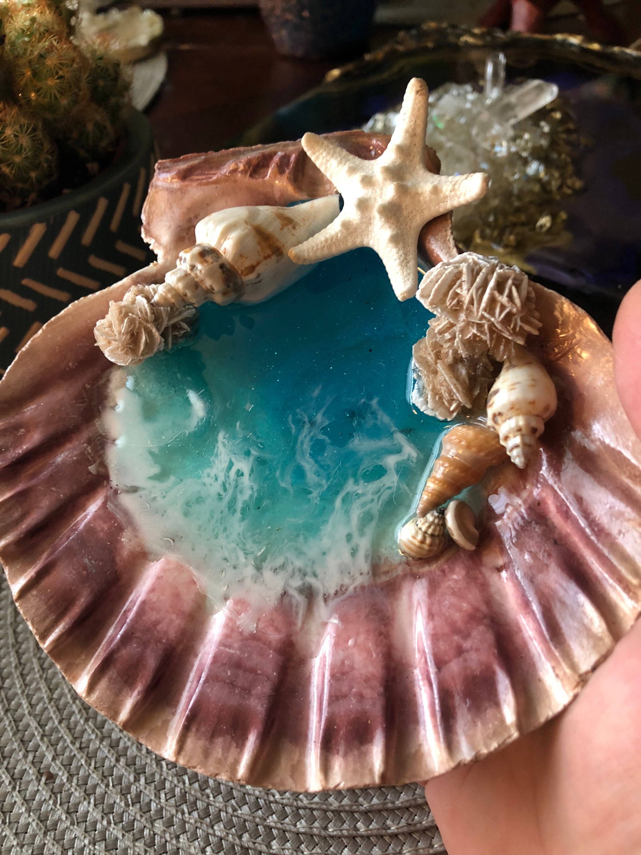 Seashell Mini Ocean Trinket Dish Handmade With Genuine Desert - Etsy