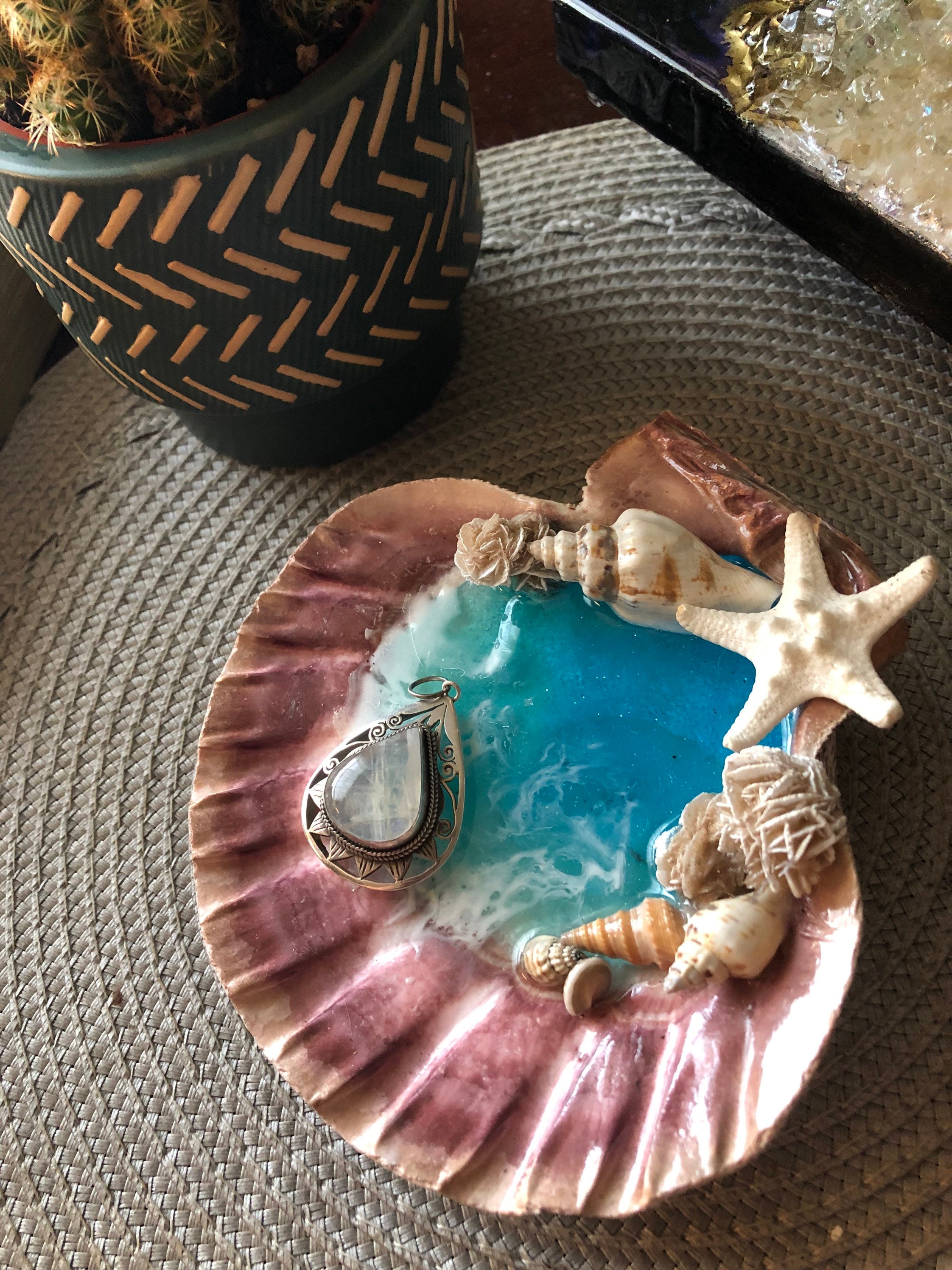 Seashell Mini Ocean Trinket Dish Handmade With Genuine Desert - Etsy