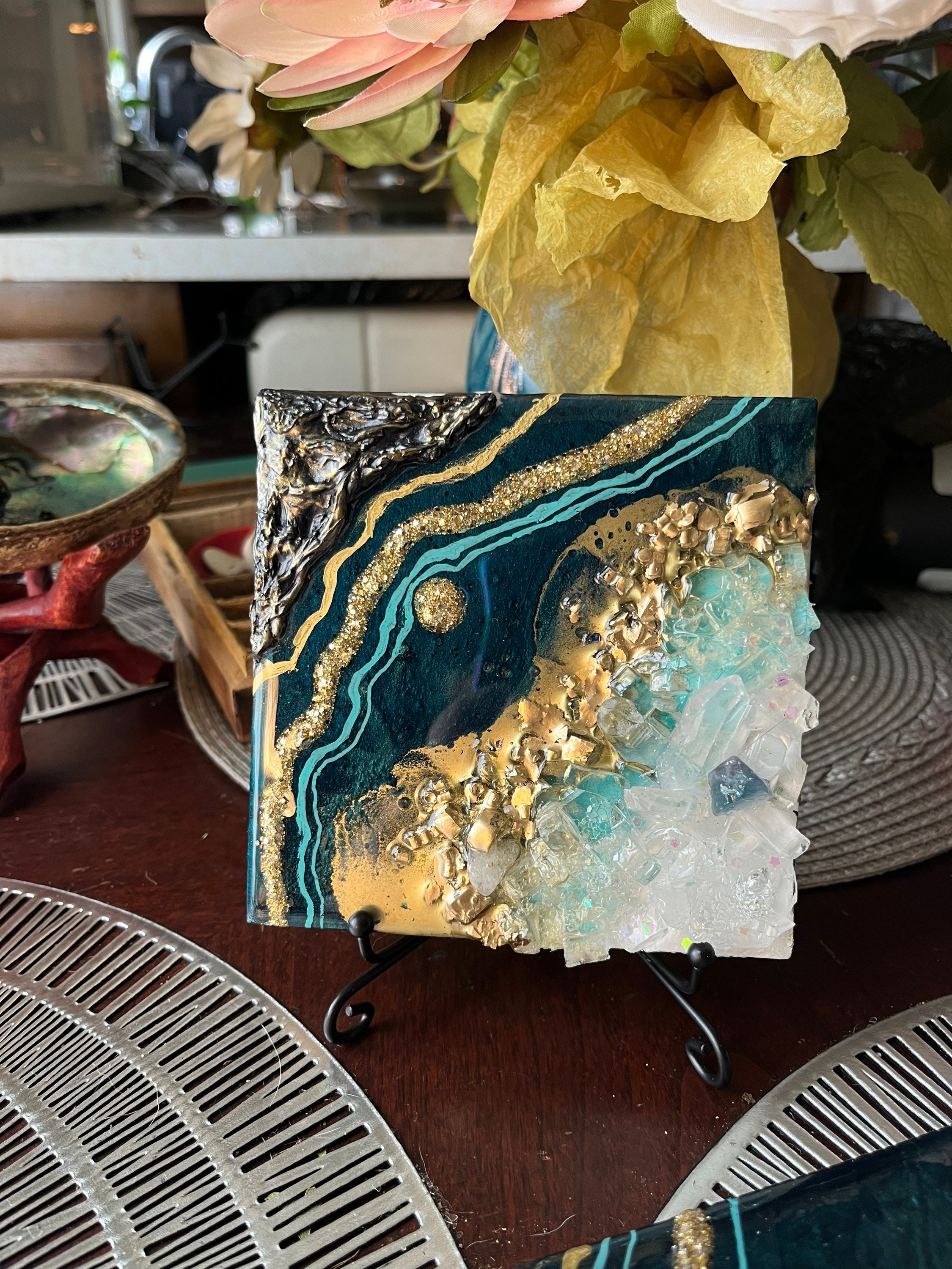 Geode Crystal Resin Art: Custom Made-to-order Gemstone Painting - Etsy
