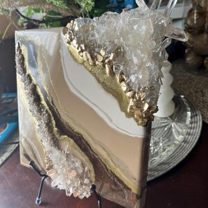 Handmade Crystal Geode Artwork: Natural Quartz & Carnelian Gemstone ...