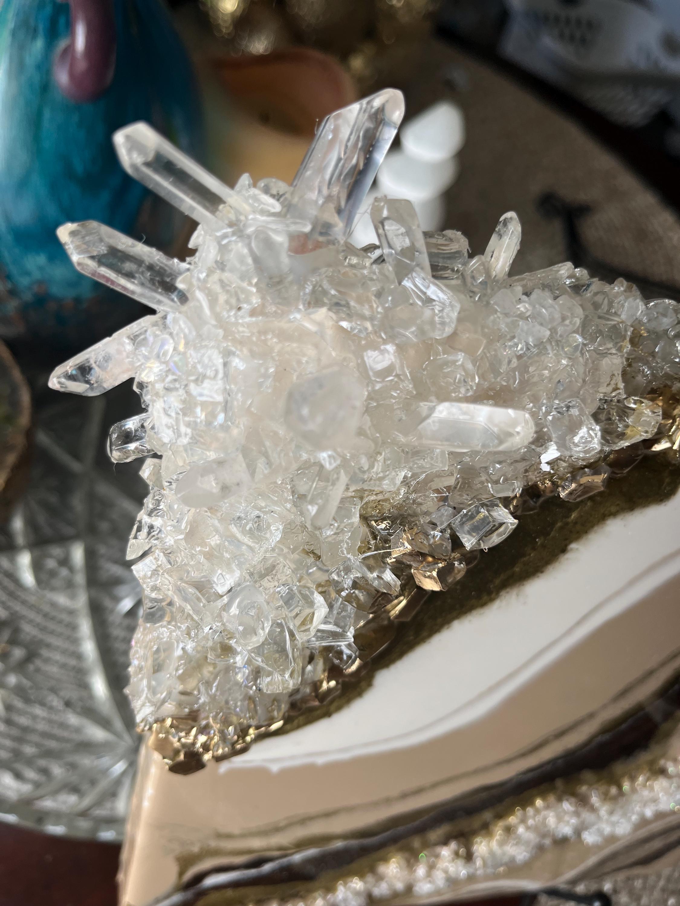 Handmade Crystal Geode Artwork: Natural Quartz & Carnelian Gemstone ...