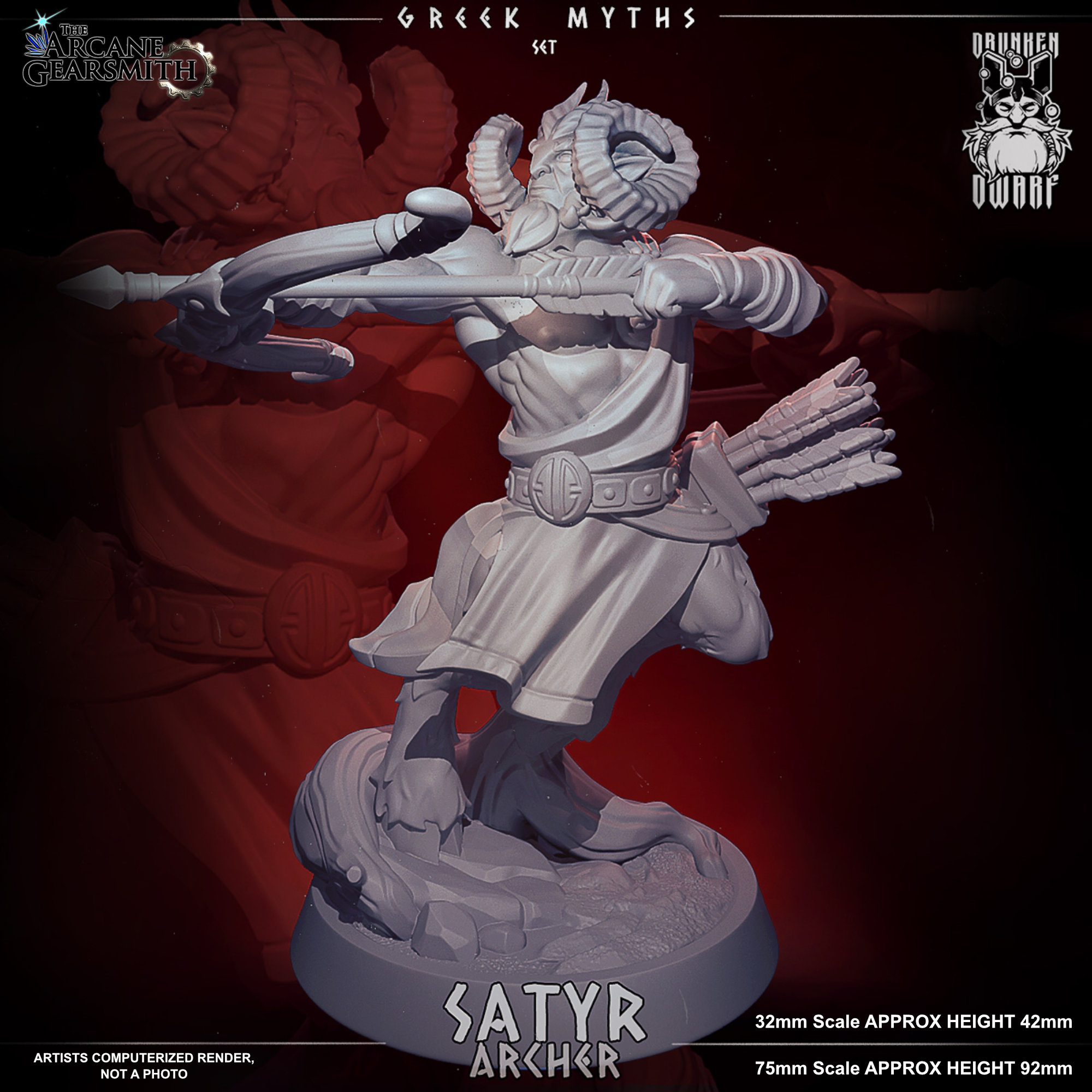 Miniature Toys Toys Satyr Archer Drunken Dwarf Greek Myths 28mm 32mm ...