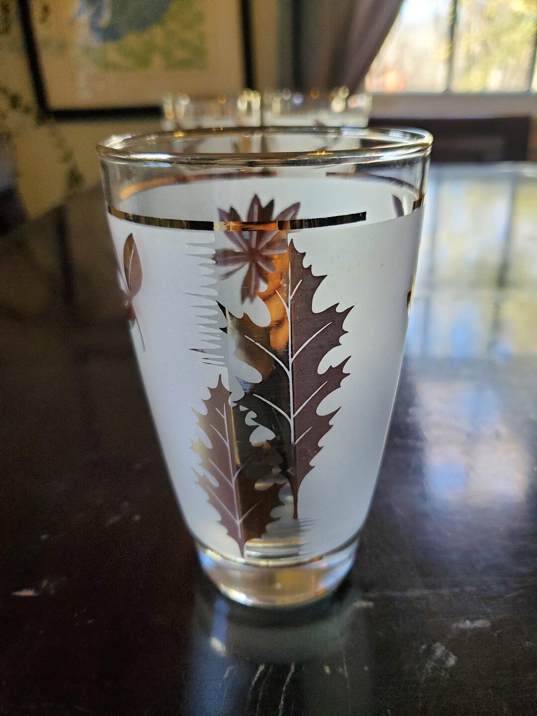 Set of 5 Vintage Starlyte Medium Sized Juice Glasses, Frosted With Gold ...