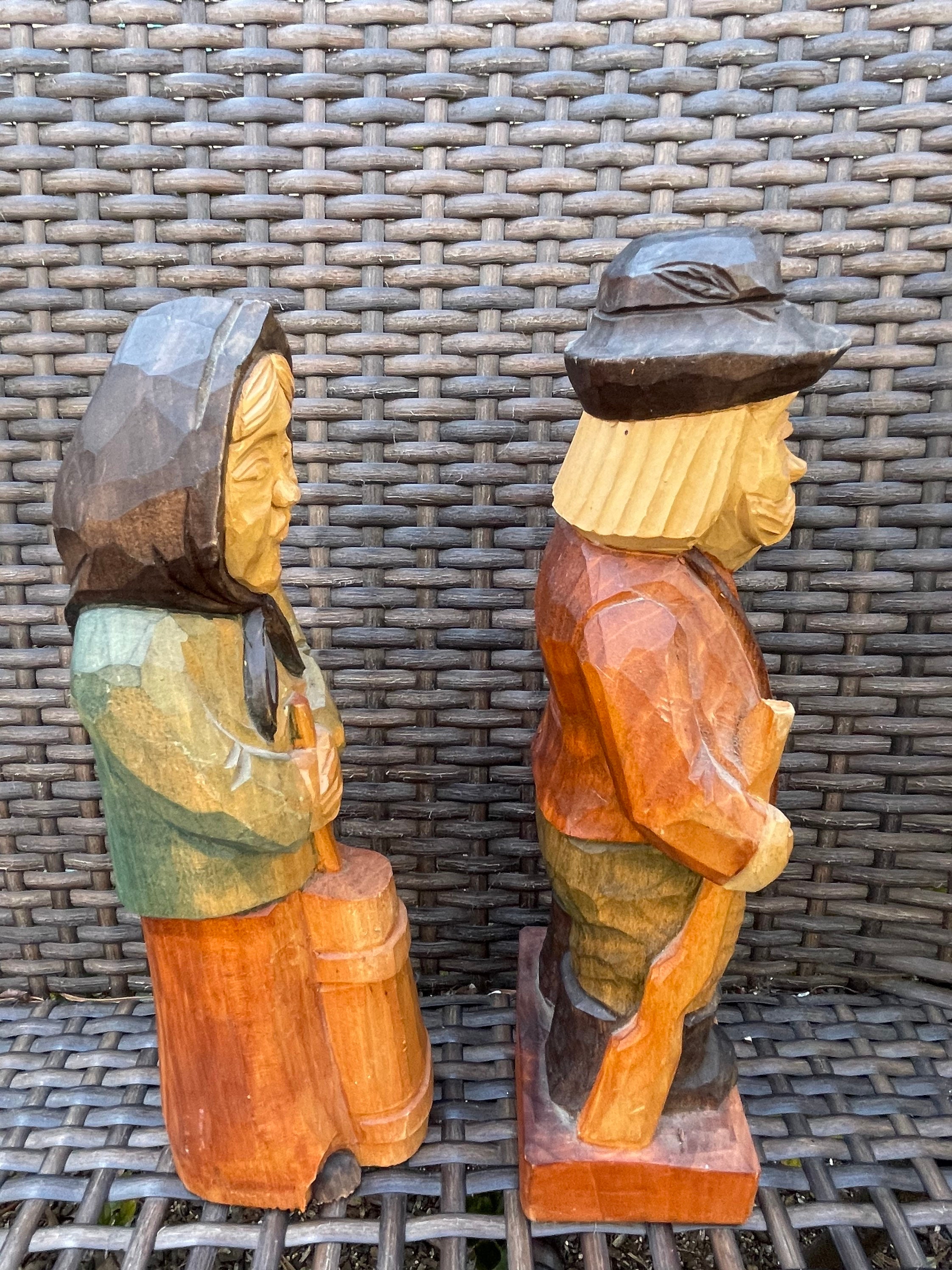Vintage Carved Wooden Couple - Etsy