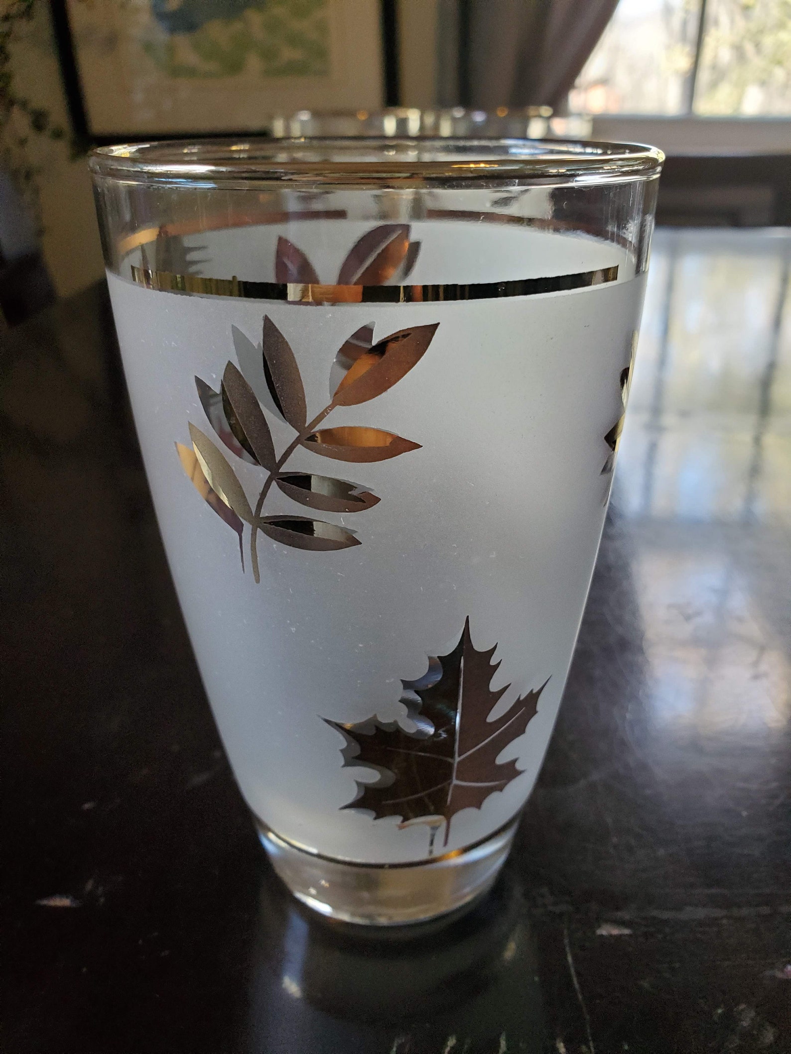 Set of 5 Vintage Starlyte Medium Sized Juice Glasses, Frosted With Gold ...