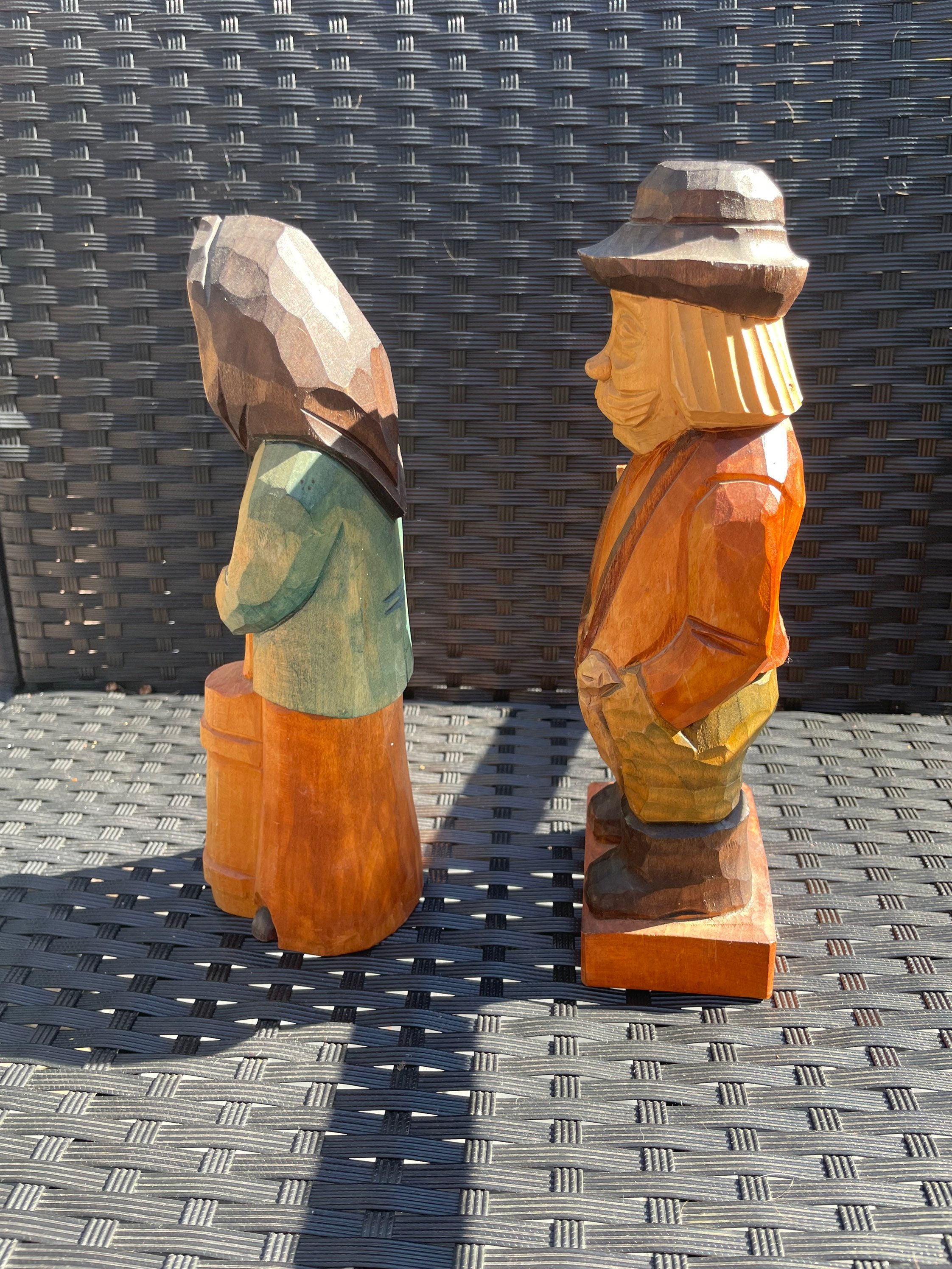 Vintage Carved Wooden Couple - Etsy