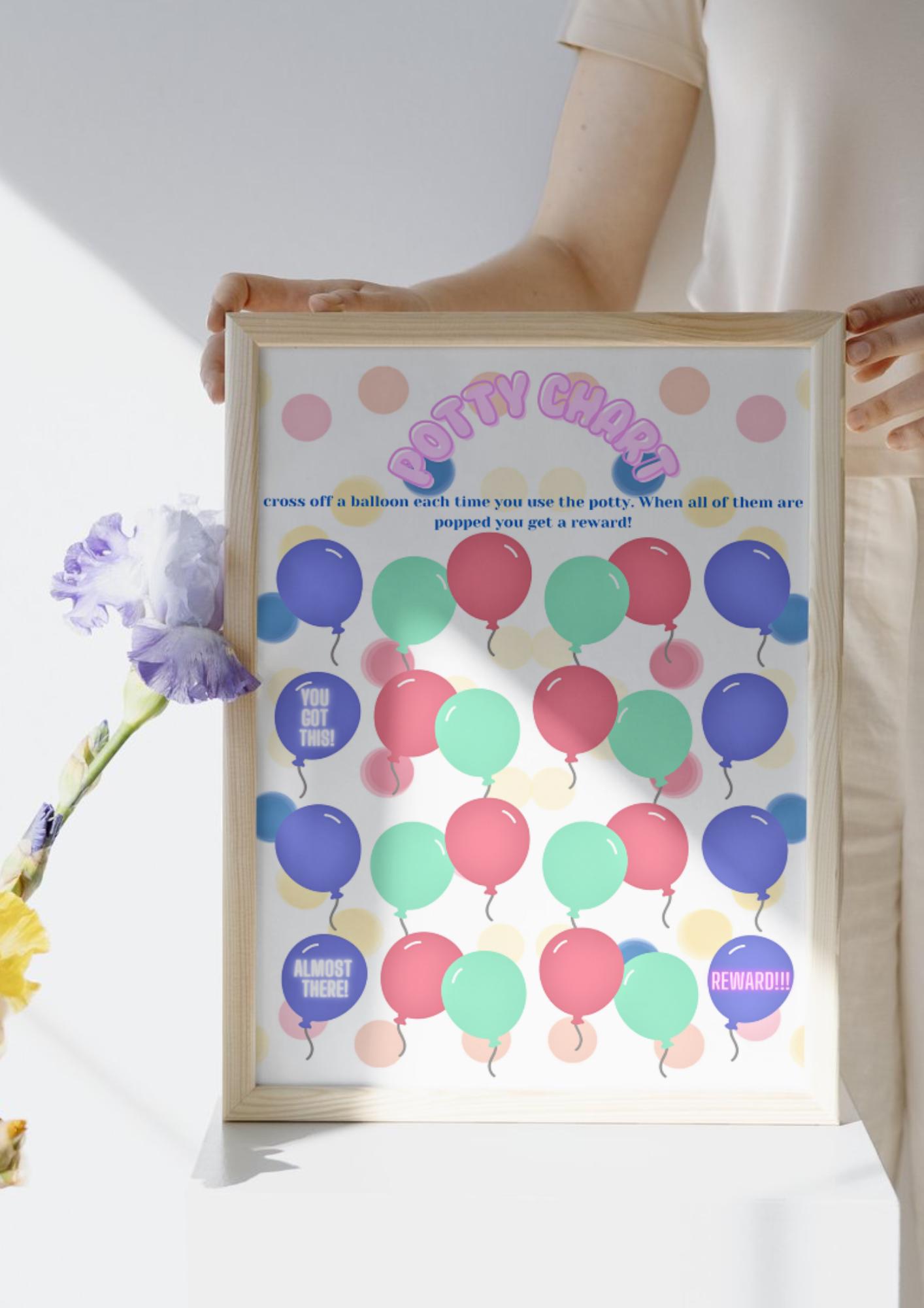 Popping Balloons Potty Chart. Digital Download. Potty Chart. Potty ...
