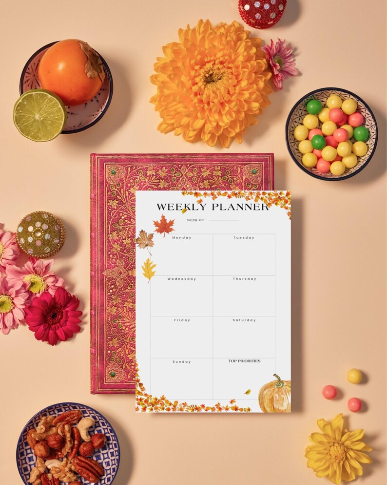 Fall Themed Planner Single Page Digital Download. - Etsy