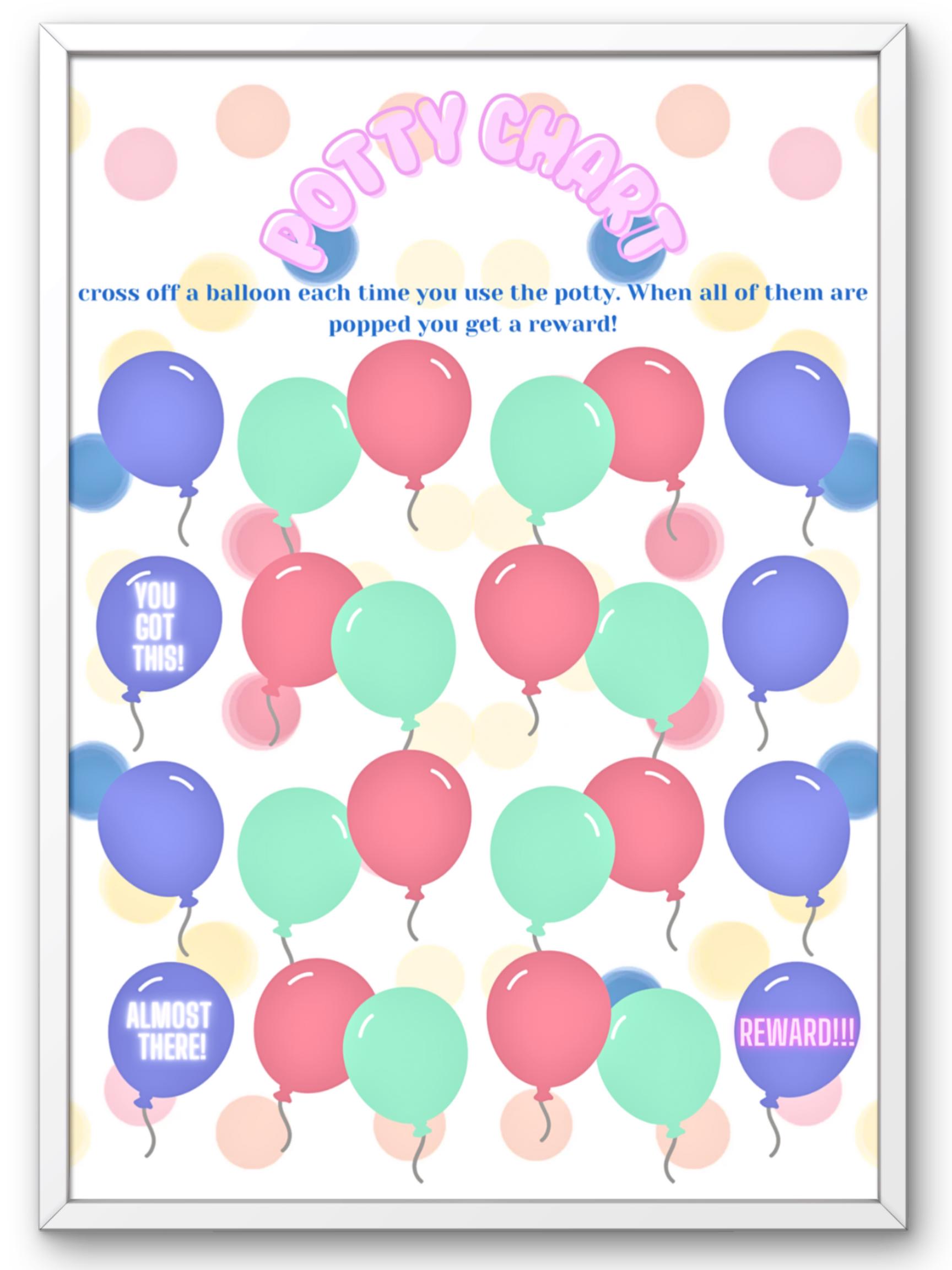 Popping Balloons Potty Chart. Digital Download. Potty Chart. Potty ...