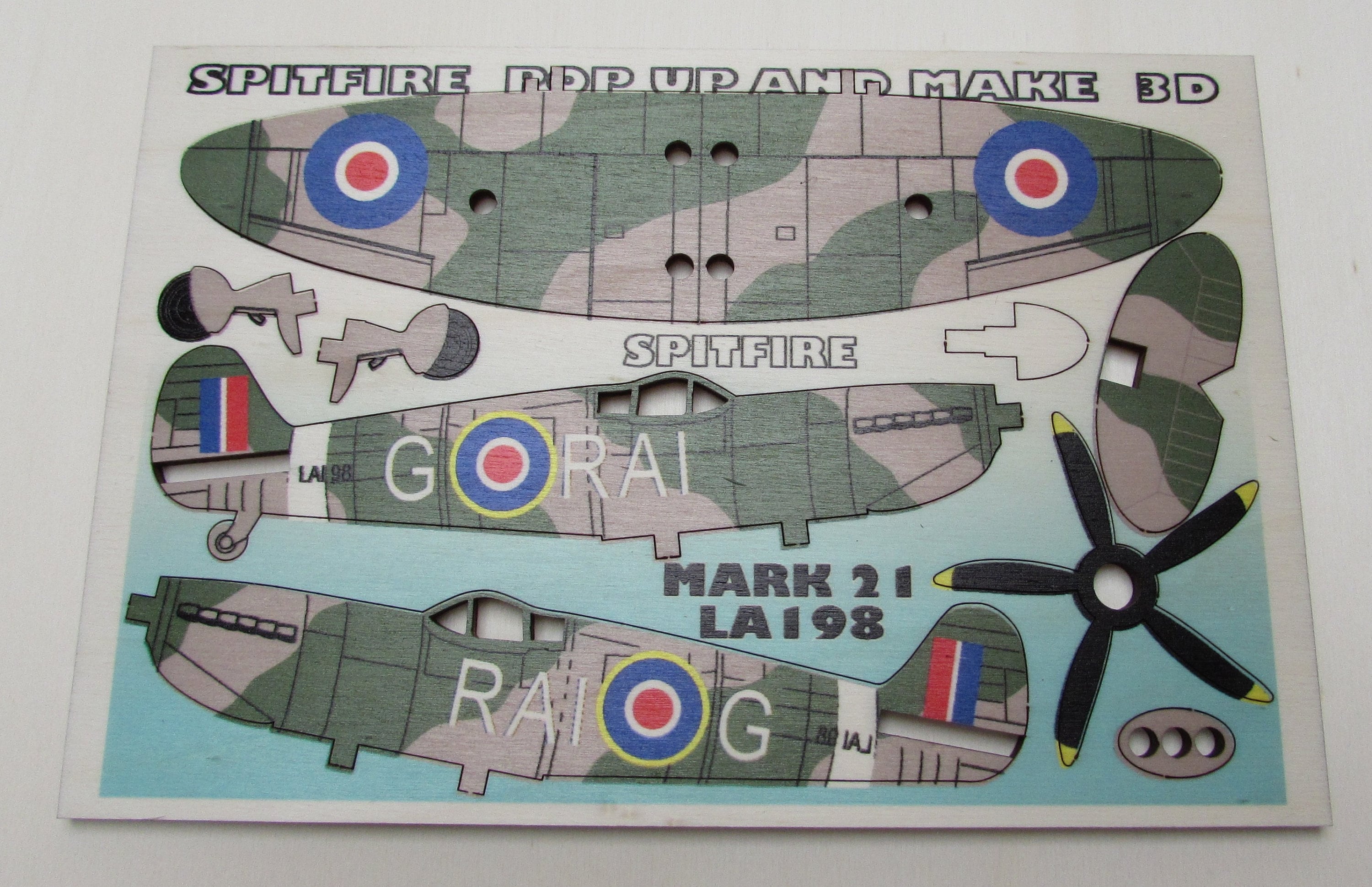 Spitfire Wood Gift Full Colour A6 Engraved A6 Colour A5 A4 | Etsy