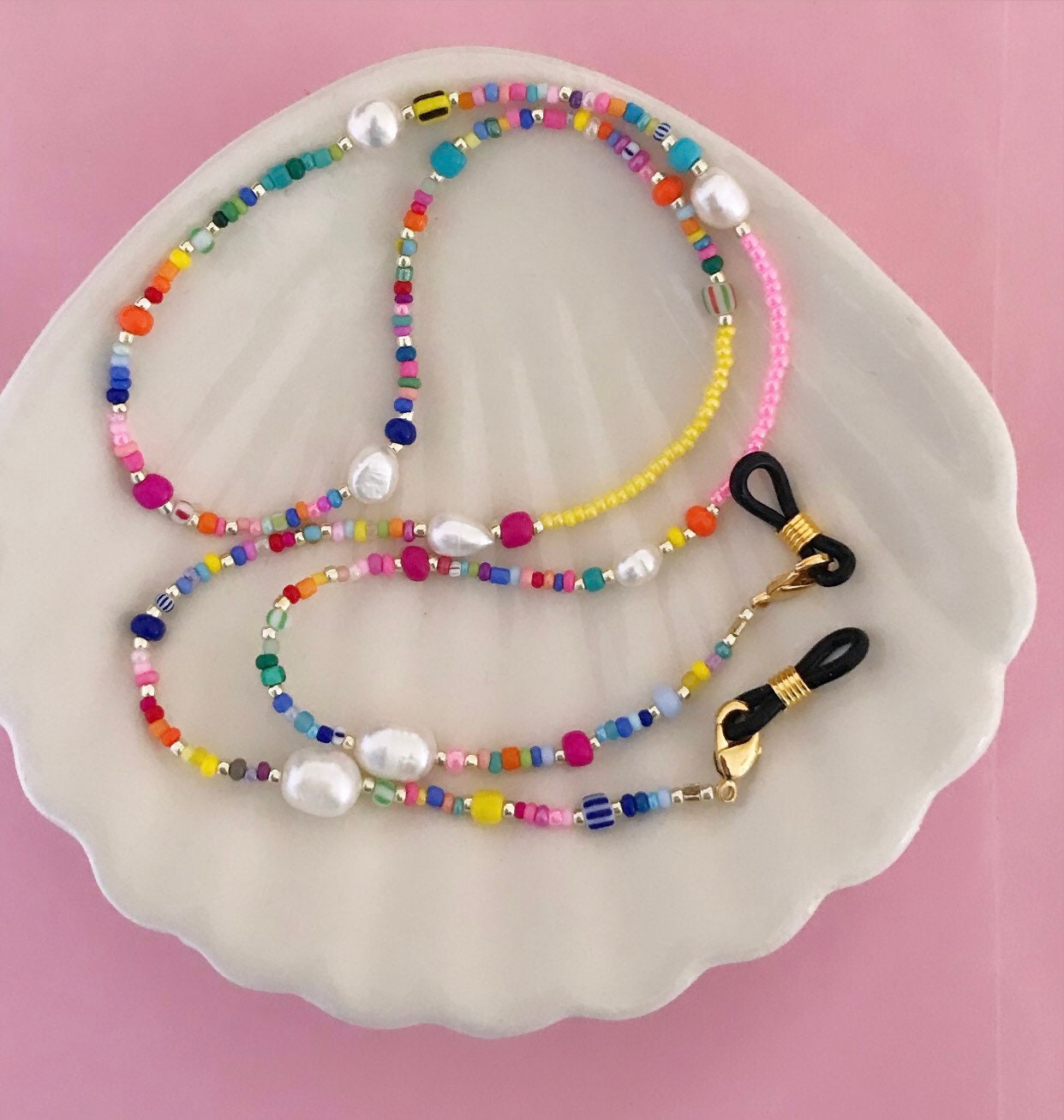 Color Bead Face Mask Chain Necklace. Pearl and Beads Eyeglass - Etsy