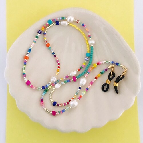 Color Bead Pearl Face Mask Chain Necklace/pearl and Beads - Etsy
