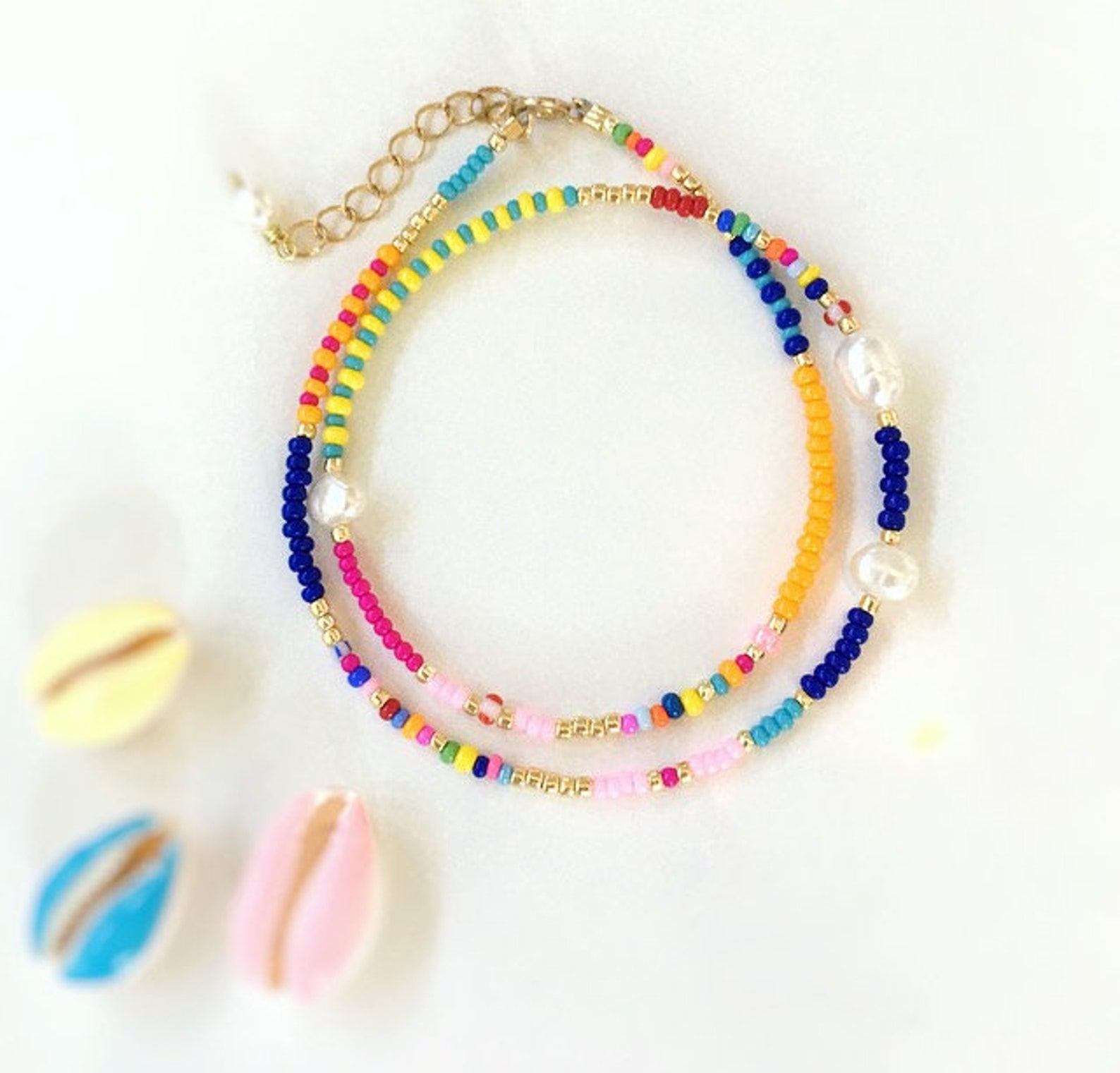 Multicolored Seed Beed Necklace/pearl Bead Necklace/dainty Bead ...