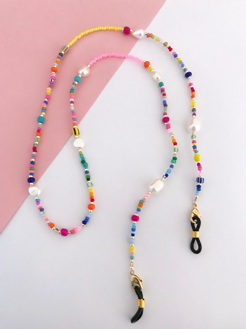 Color Bead Face Mask Chain Necklace. Pearl and Beads Eyeglass - Etsy