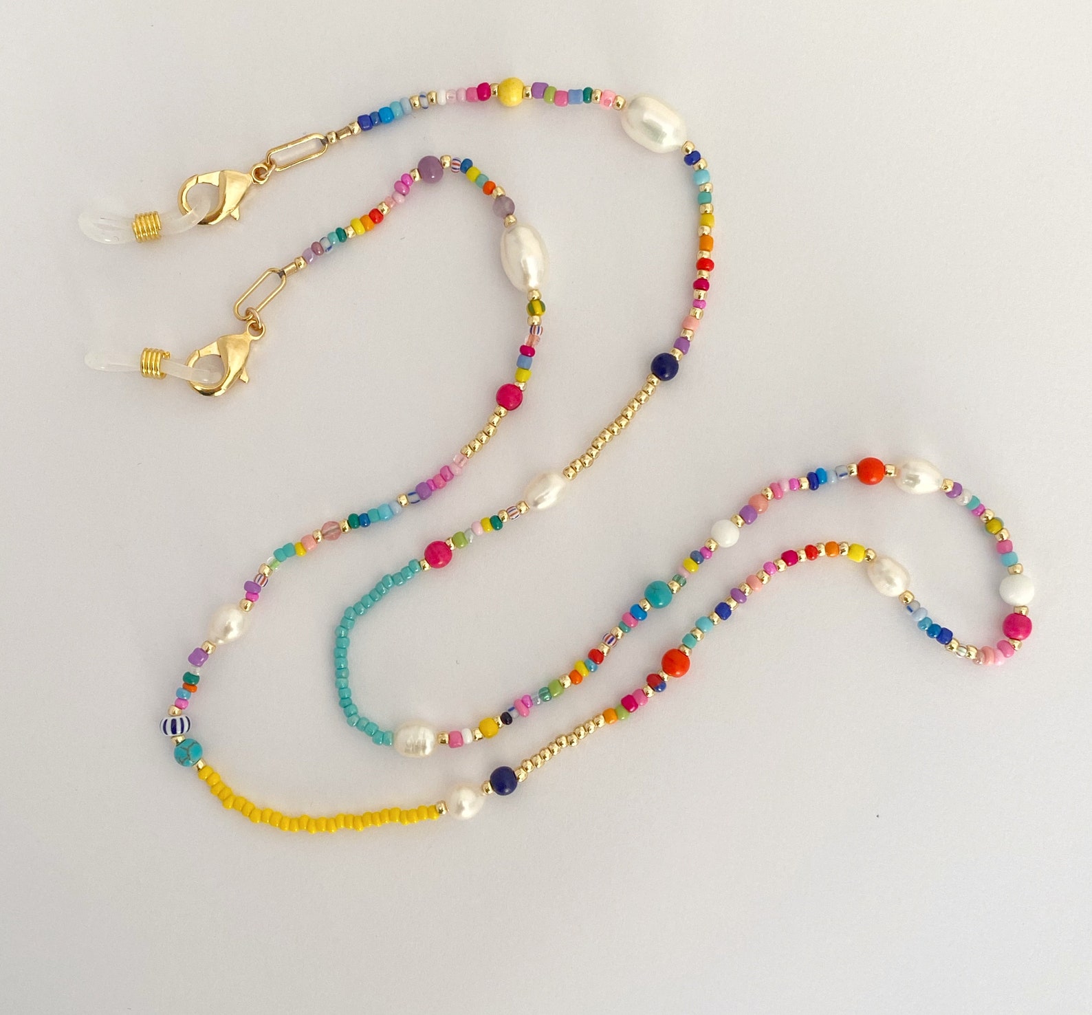 Color Bead Pearl Face Mask Chain Necklace/pearl and Beads | Etsy