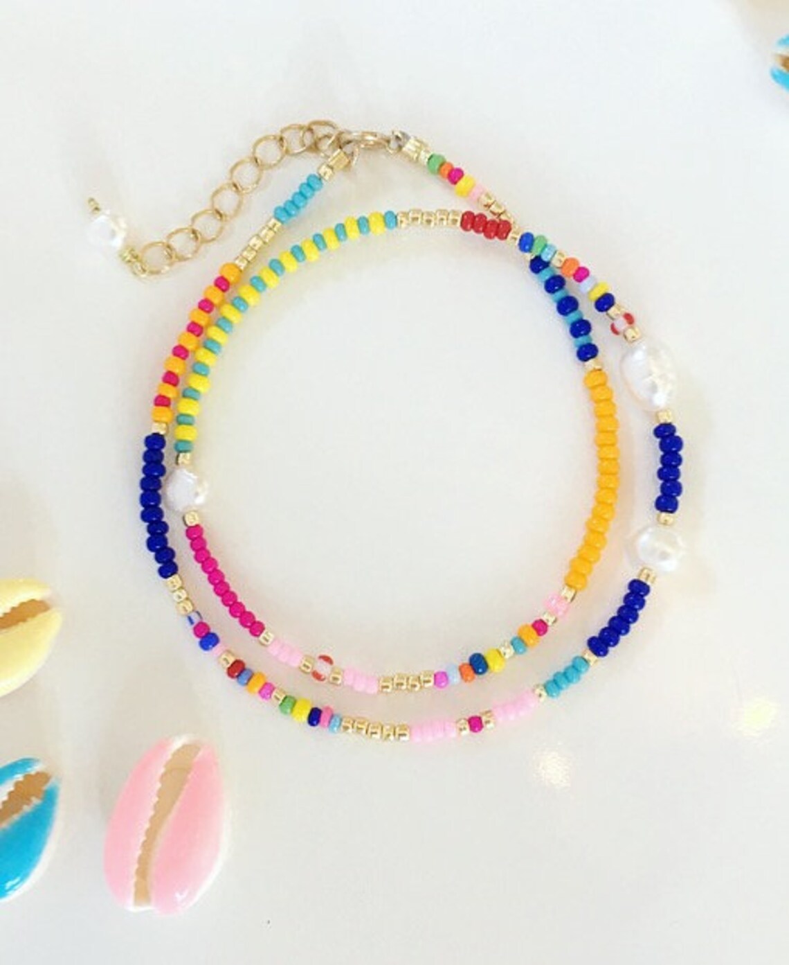 Multicolored Seed Beed Necklace/pearl Bead Necklace/dainty Bead ...