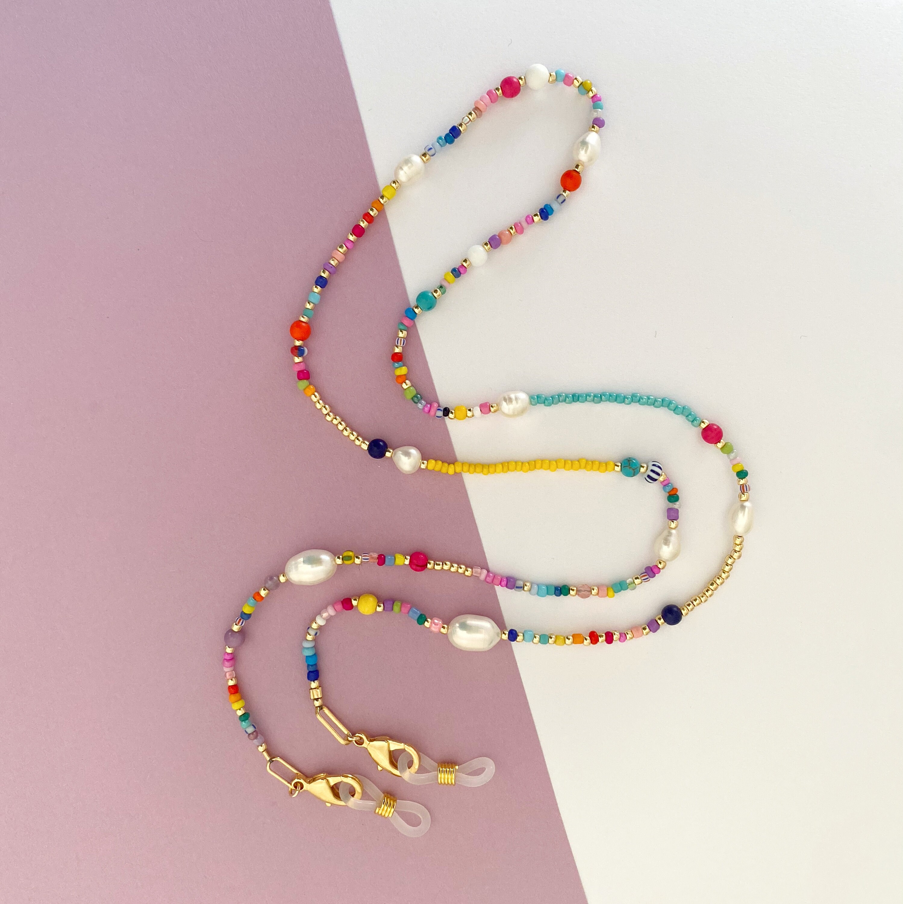 Color Bead Pearl Face Mask Chain Necklace/pearl and Beads | Etsy